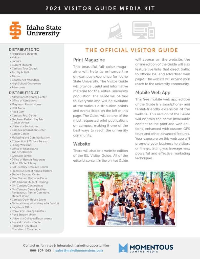 Idaho State University Media Kit | Momentous Campus Visitors Guides